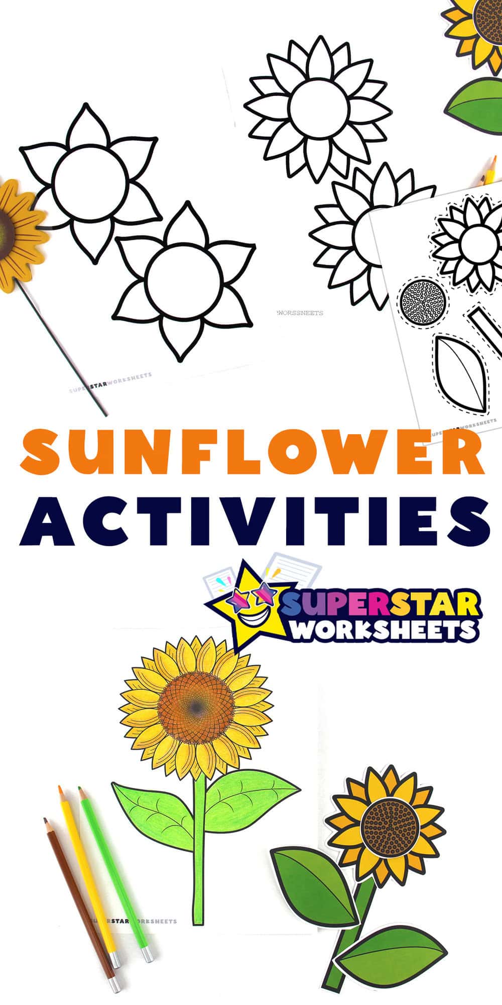 Sunflower Template (Free Printables) - Superstar Worksheets