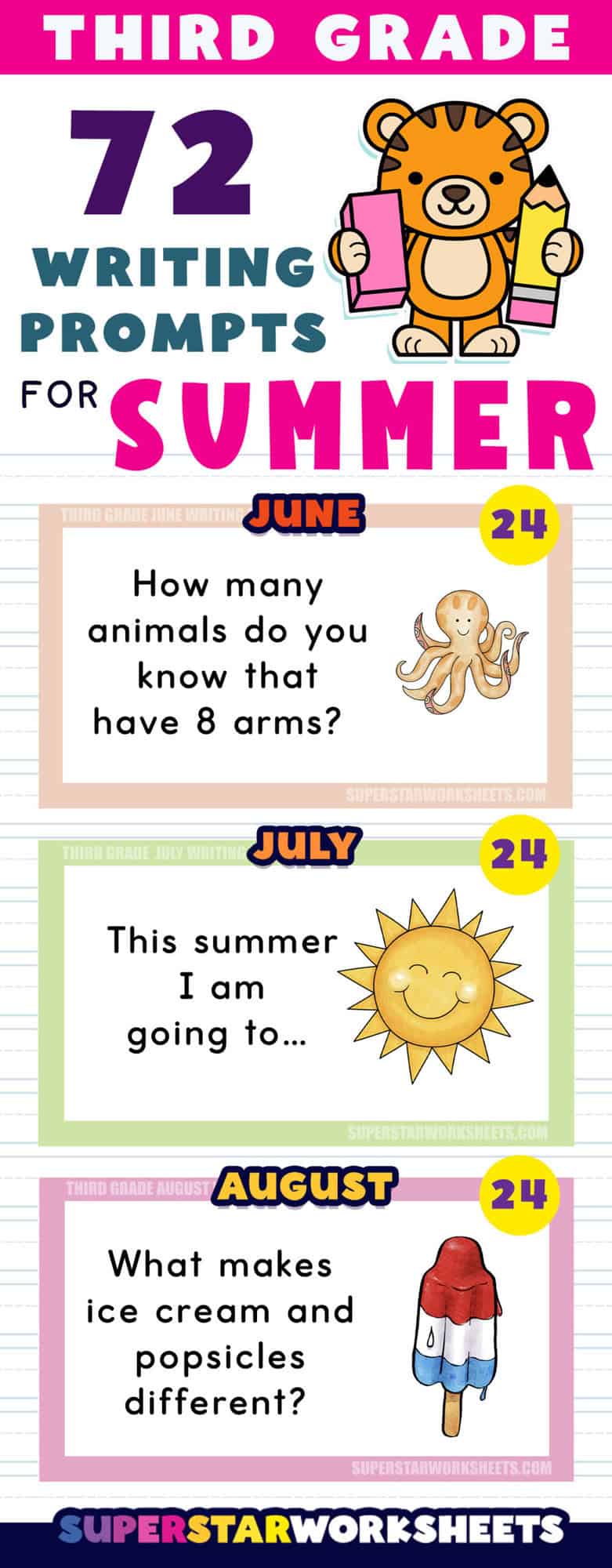 Third Grade Writing Prompts - Superstar Worksheets