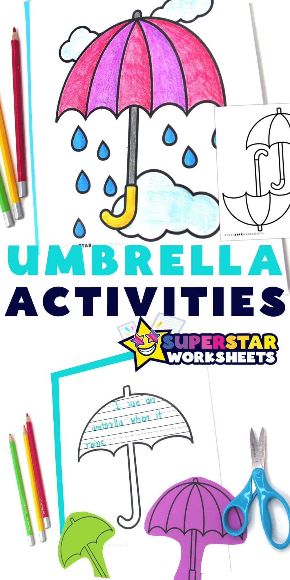 Umbrella Template (Free Printables) - Superstar Worksheets