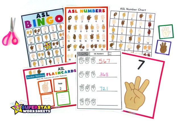 ASL Numbers - Superstar Worksheets
