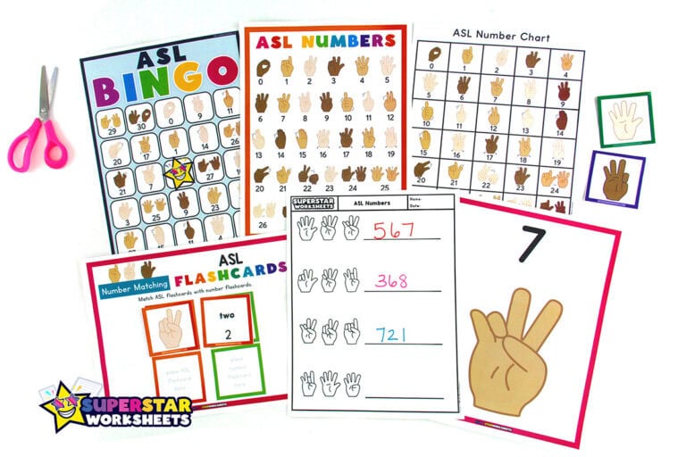 ASL Numbers - Superstar Worksheets