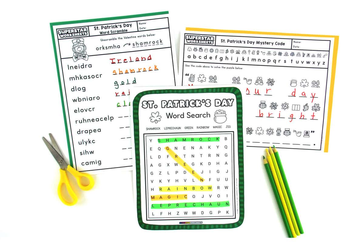 St Patrick's Day Worksheets (Free Printables) - Superstar Worksheets