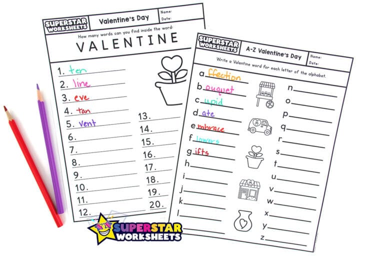Valentine's Day Worksheets (Free Printables) - Superstar Worksheets