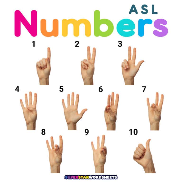 ASL Numbers - Superstar Worksheets