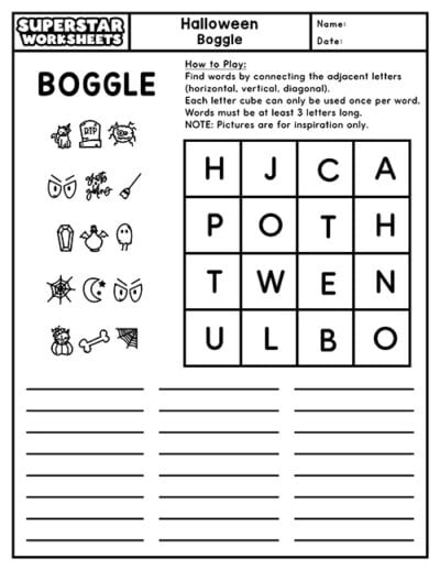 Halloween Worksheets (Free Printables) - Superstar Worksheets