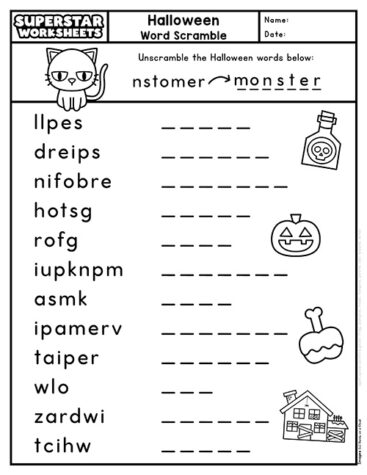 Halloween Worksheets (Free Printables) - Superstar Worksheets
