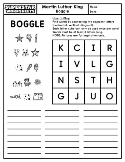 Martin Luther King Jr Worksheets (Free Printables) - Superstar Worksheets