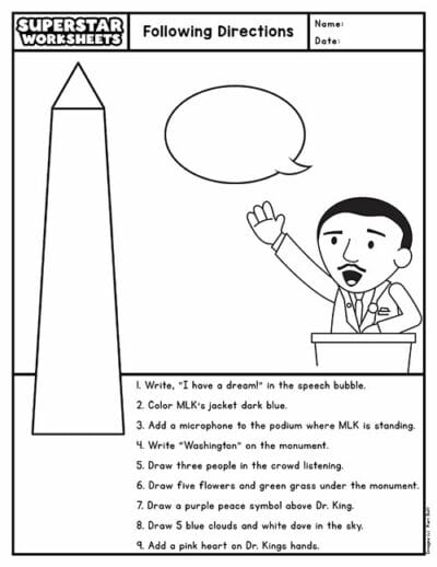 Martin Luther King Jr Worksheets - Superstar Worksheets