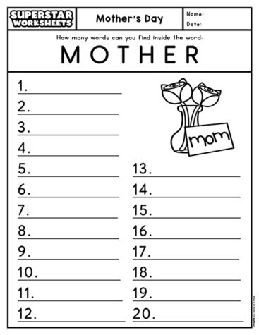 Mother's Day Worksheets - Superstar Worksheets