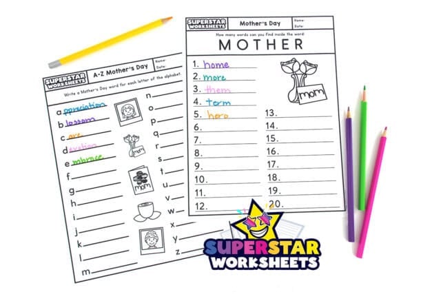 Mother's Day Worksheets (Free Printables) - Superstar Worksheets