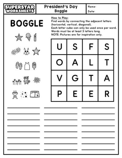Presidents Day Worksheets - Superstar Worksheets