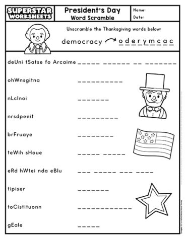 Presidents Day Worksheets - Superstar Worksheets