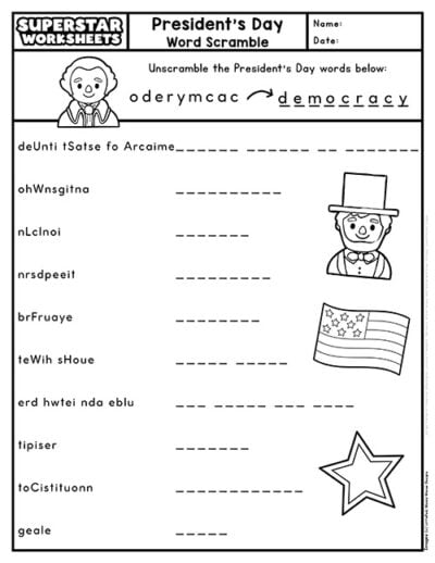 Presidents Day Worksheets - Superstar Worksheets