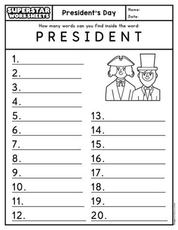 Presidents Day Worksheets (Free Printables) - Superstar Worksheets