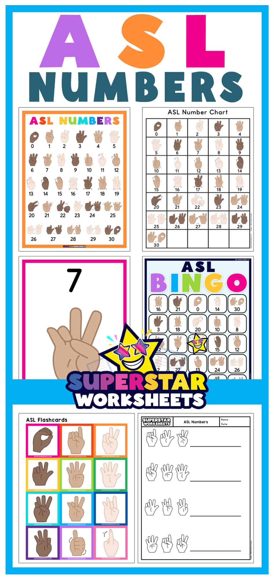 ASL Numbers - Superstar Worksheets