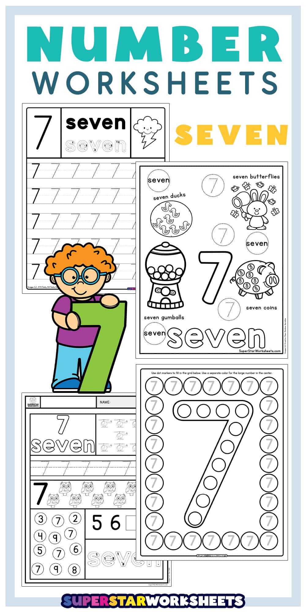 Number 7 Worksheets - Superstar Worksheets