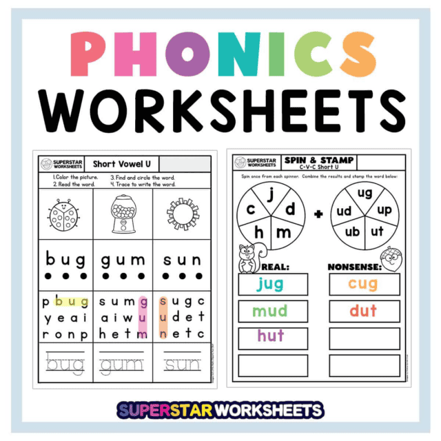 Phonics Worksheets - Superstar Worksheets