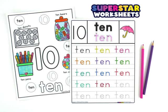 Number 10 Worksheets - Superstar Worksheets