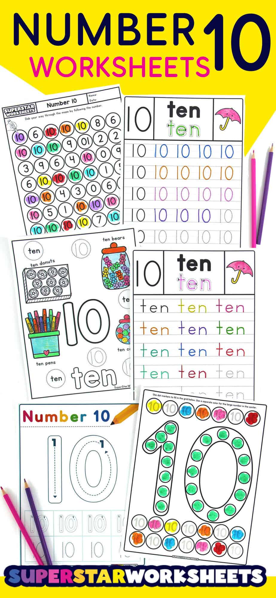Number 10 Worksheets - Superstar Worksheets