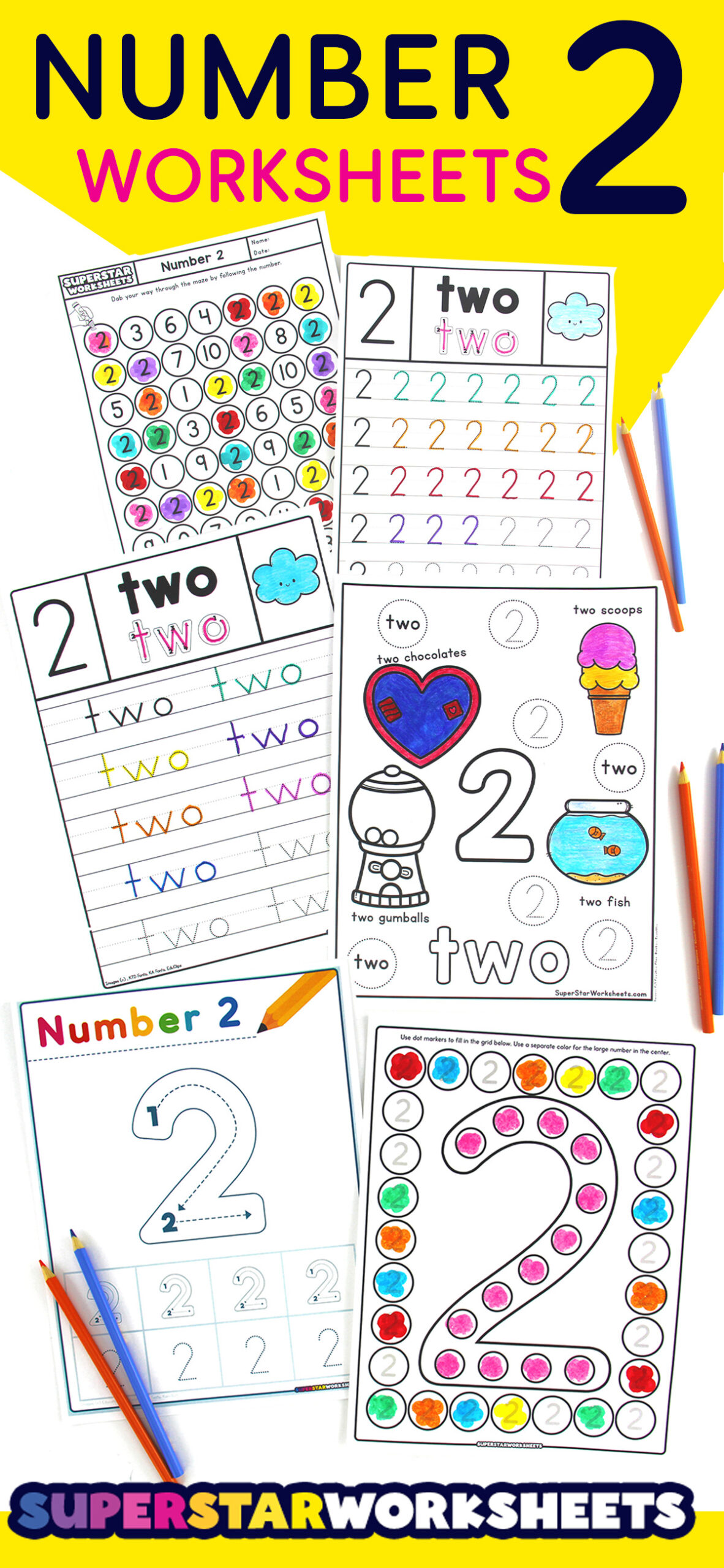 Number 2 Worksheets - Superstar Worksheets