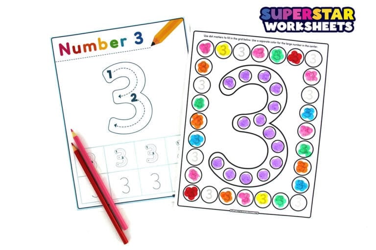 Number 3 Worksheets - Superstar Worksheets