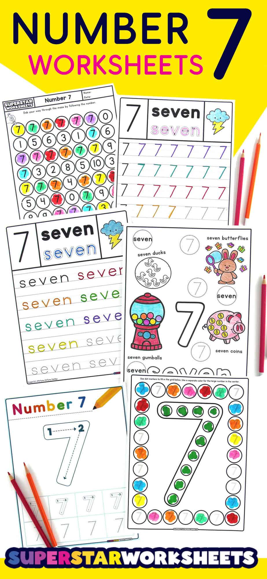 Number 7 Worksheets - Superstar Worksheets