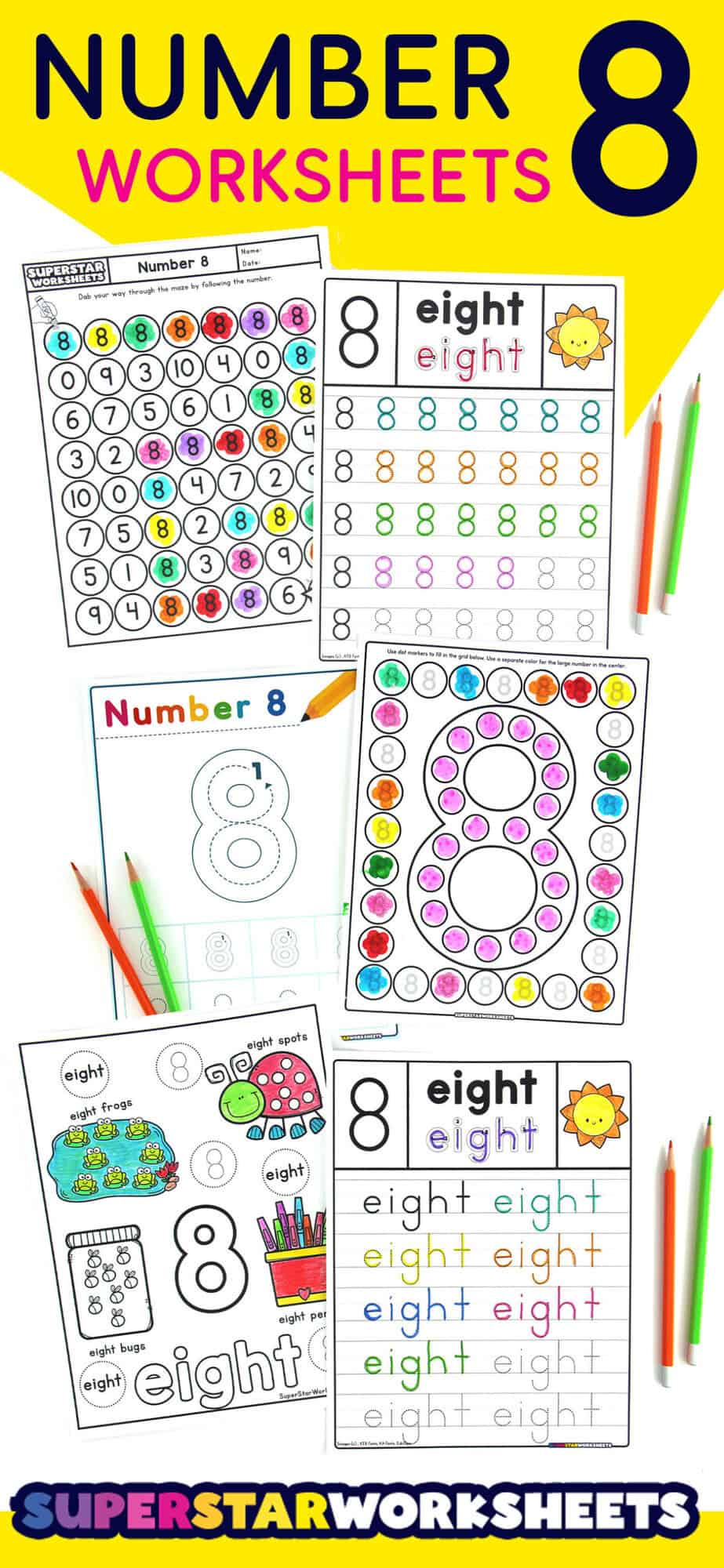 Number 8 Worksheets - Superstar Worksheets