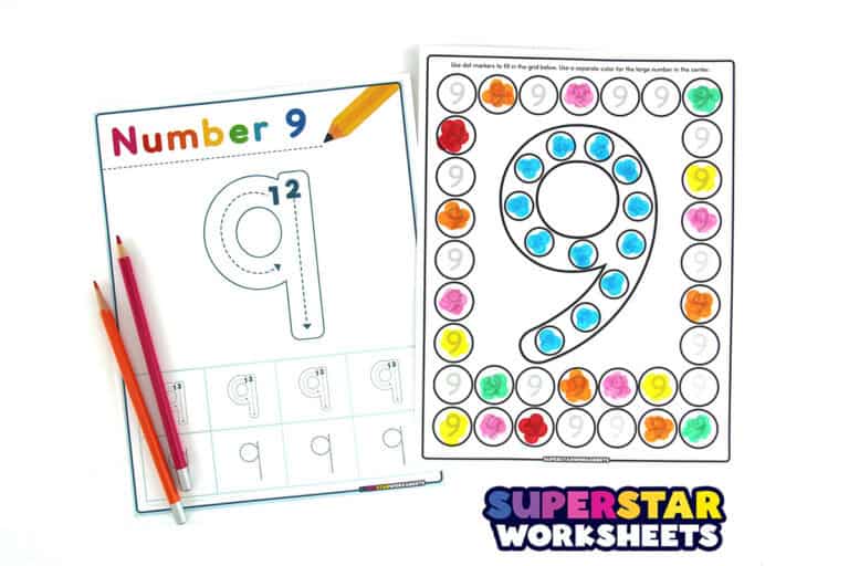 Number 9 Worksheets - Superstar Worksheets
