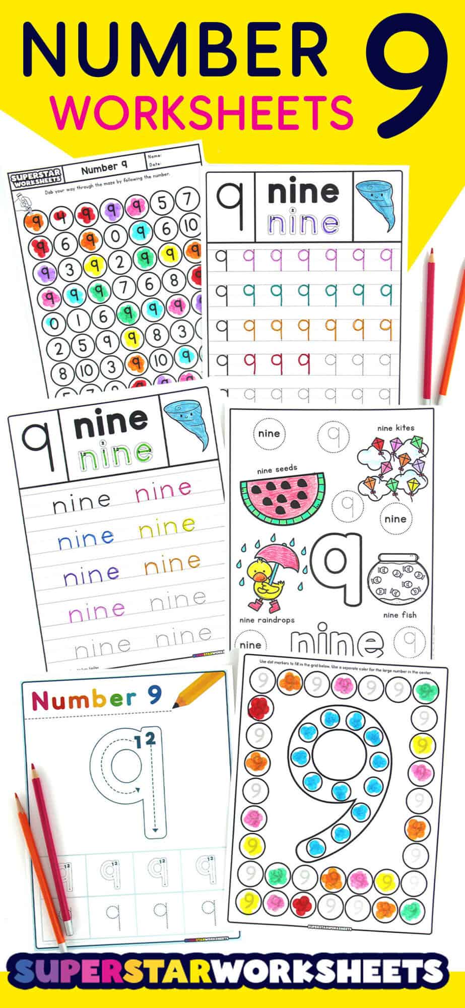 Number 9 Worksheets - Superstar Worksheets