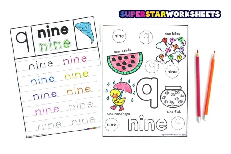 Number 9 Worksheets - Superstar Worksheets