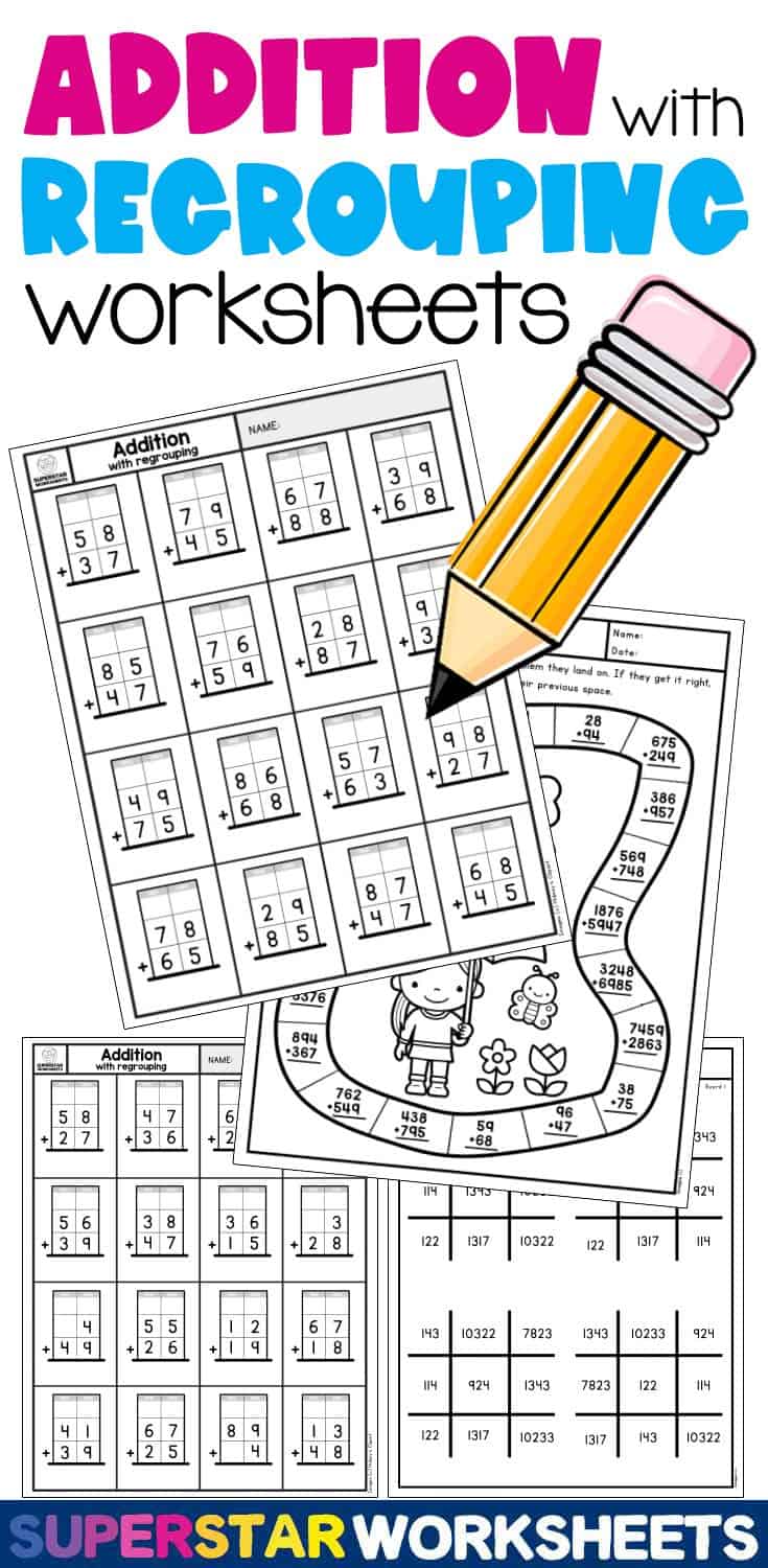 Addition with Regrouping Worksheets - Superstar Worksheets