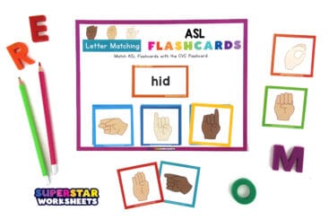 ASL Flashcards - Superstar Worksheets