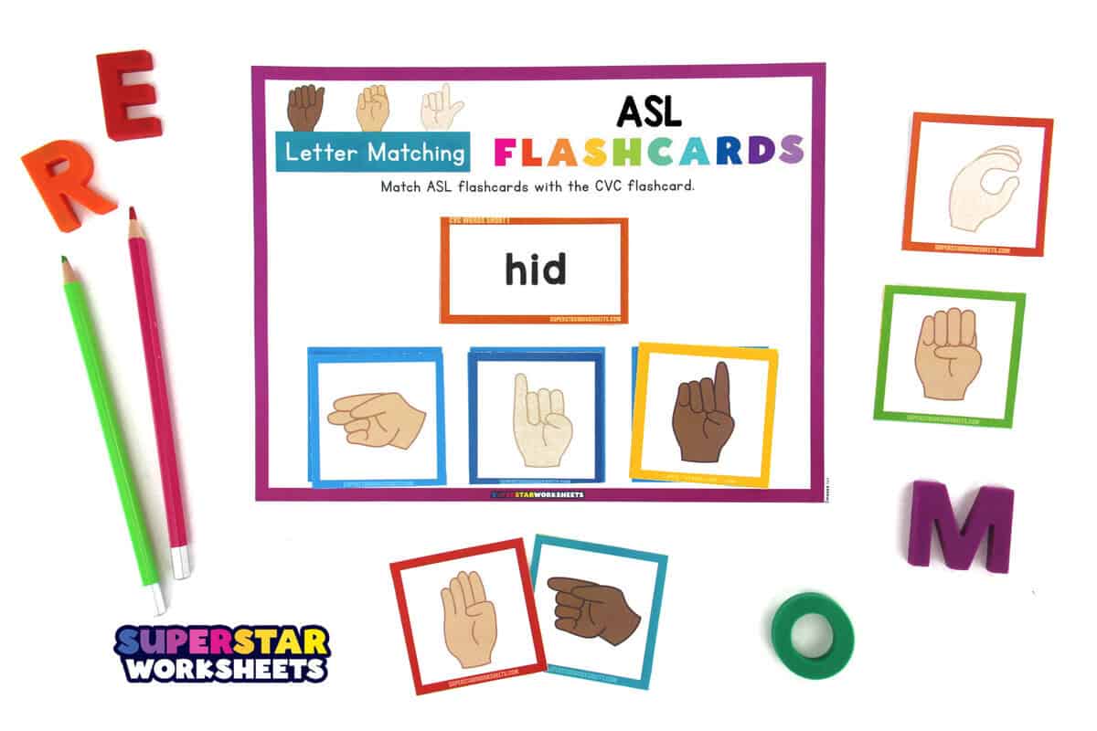 ASL Flashcards - Superstar Worksheets