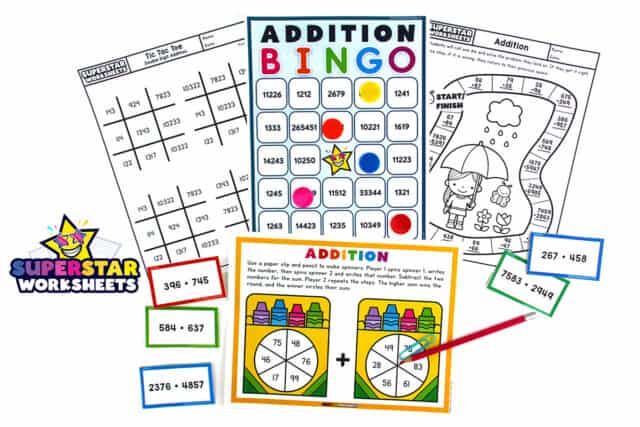 Addition with Regrouping Worksheets - Superstar Worksheets