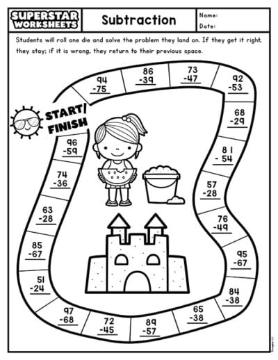 Double Digit Subtraction - Superstar Worksheets
