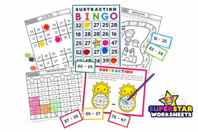 Double Digit Subtraction - Superstar Worksheets