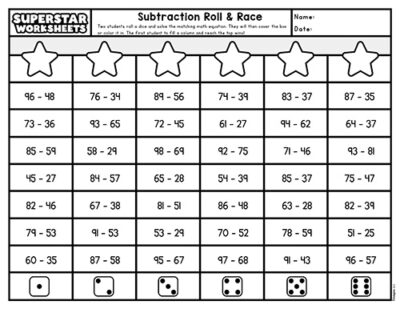 Double Digit Subtraction - Superstar Worksheets