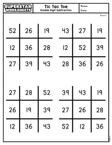 Double Digit Subtraction - Superstar Worksheets