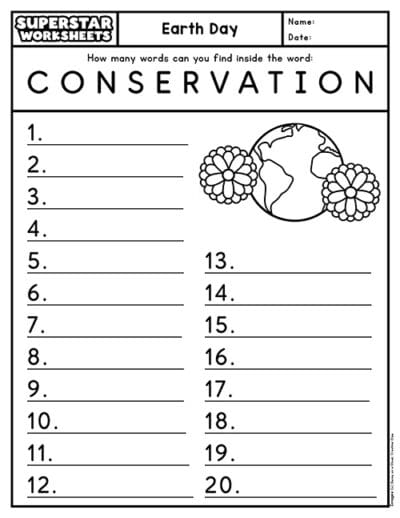 Earth Day Worksheets - Superstar Worksheets