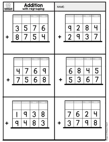 Addition with Regrouping Worksheets - Superstar Worksheets