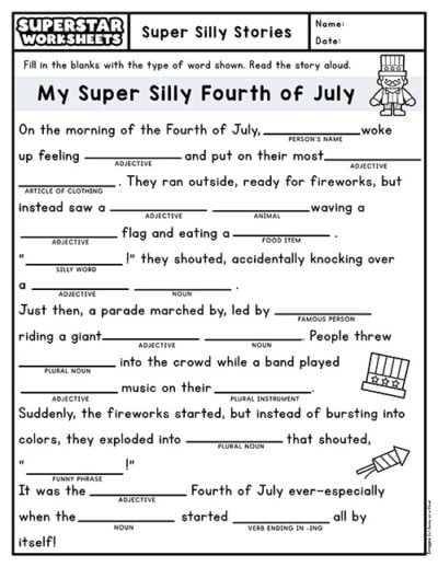 Fourth of July Worksheets - Superstar Worksheets