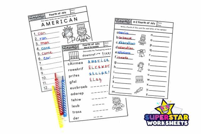 Fourth of July Worksheets (Free Printables) - Superstar Worksheets