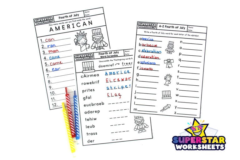 Fourth of July Worksheets - Superstar Worksheets