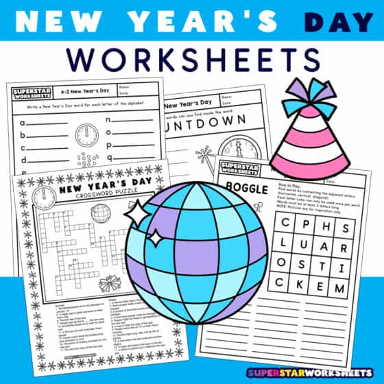 New Year's Day Worksheets (Free Printables) - Superstar Worksheets