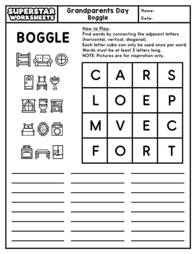 Grandparents Day Worksheets (Free Printables) - Superstar Worksheets