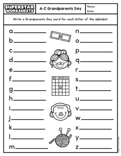 Grandparents Day Worksheets (Free Printables) - Superstar Worksheets