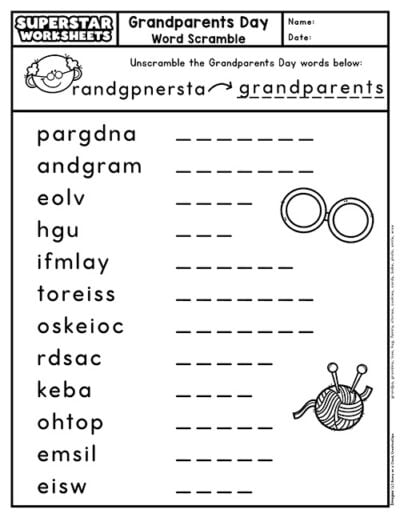 Grandparents Day Worksheets (Free Printables) - Superstar Worksheets