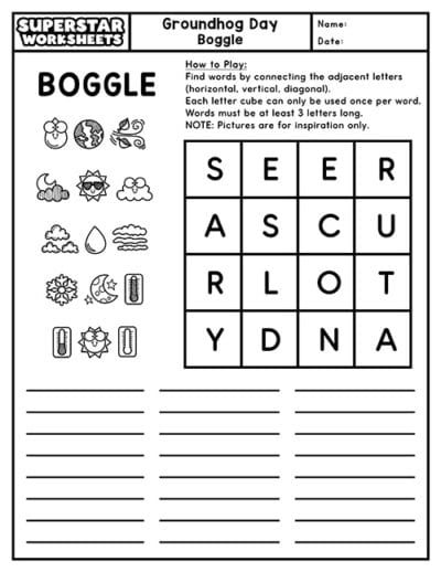 Groundhog Day Worksheets (Free Printables) - Superstar Worksheets