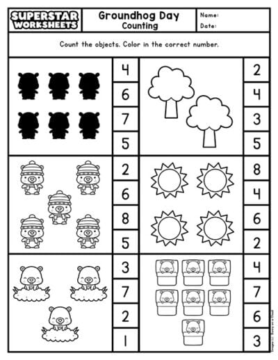 Groundhog Day Worksheets - Superstar Worksheets