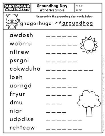 Groundhog Day Worksheets - Superstar Worksheets